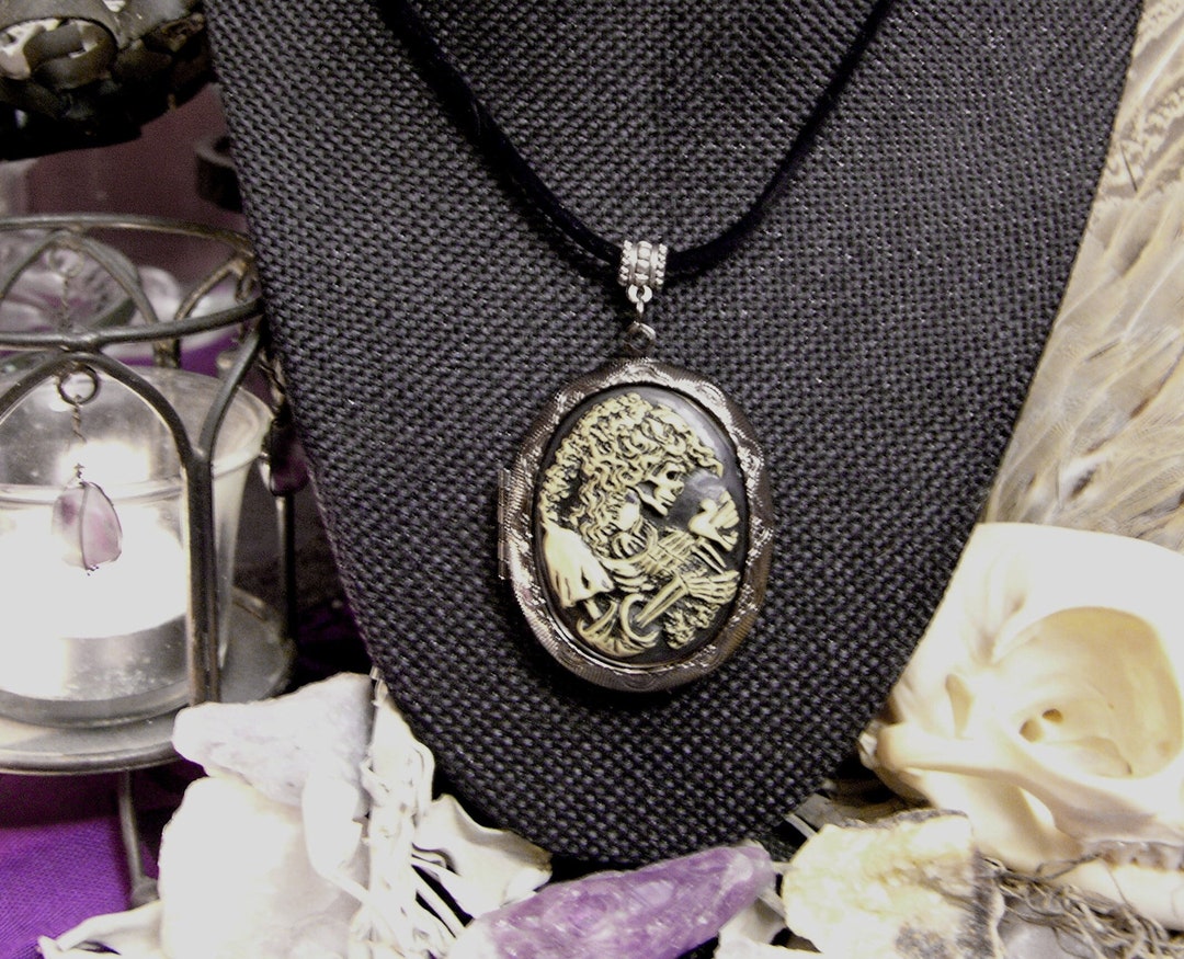 SKELETON LADY Necklace | Cameo Locket | Memento Mori Style - Etsy