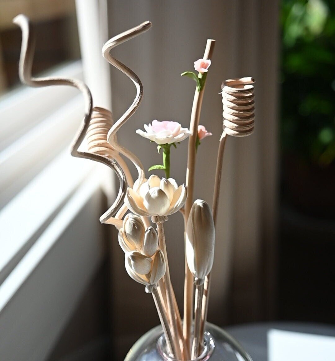 Rose Topper on Willow Branch and Reed Diffuser Flower Sticks Accessories Polymer Plants - Etsy