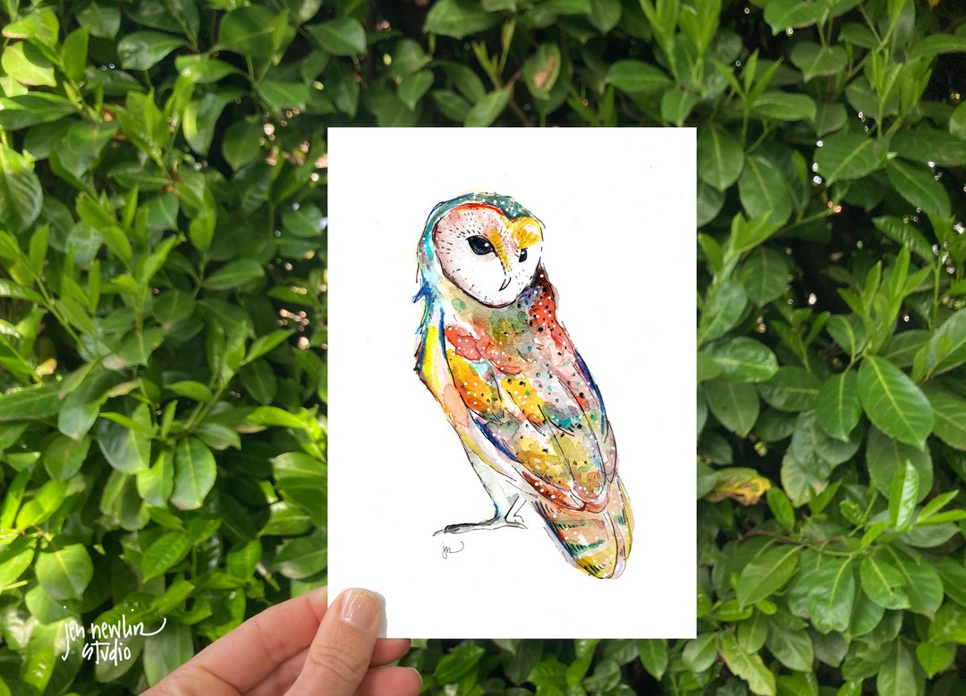 Barn Owl, Side View 5x7 and 8x10 Print; Wildlife Illustration; Animal ...