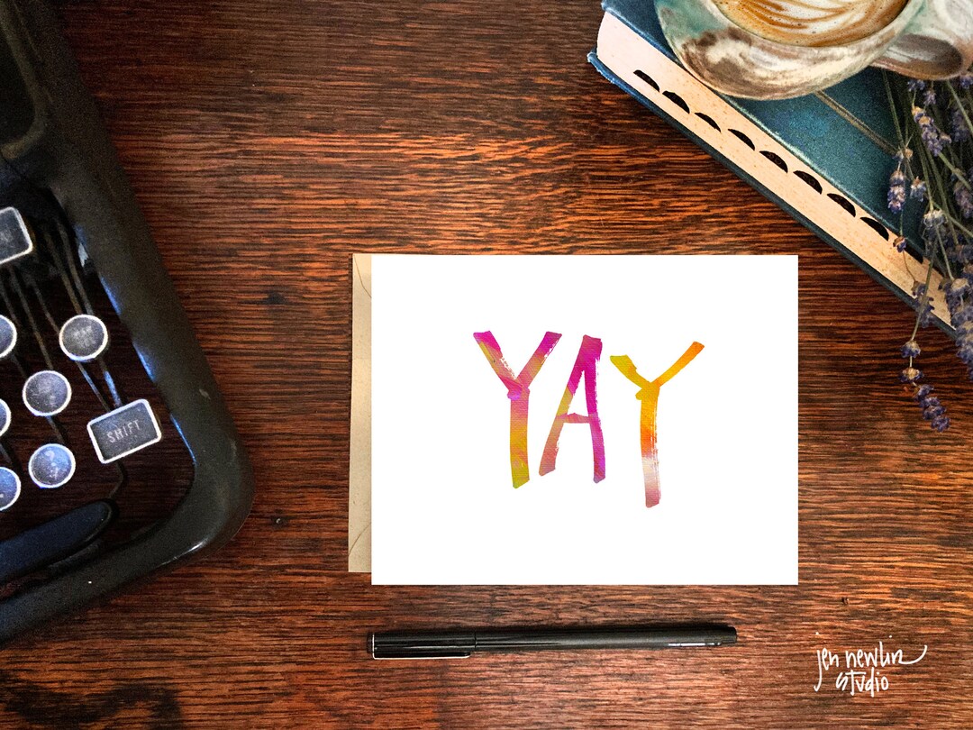 Yay, Greeting Card; Hand Lettering; Blank Card With Envelope - Etsy