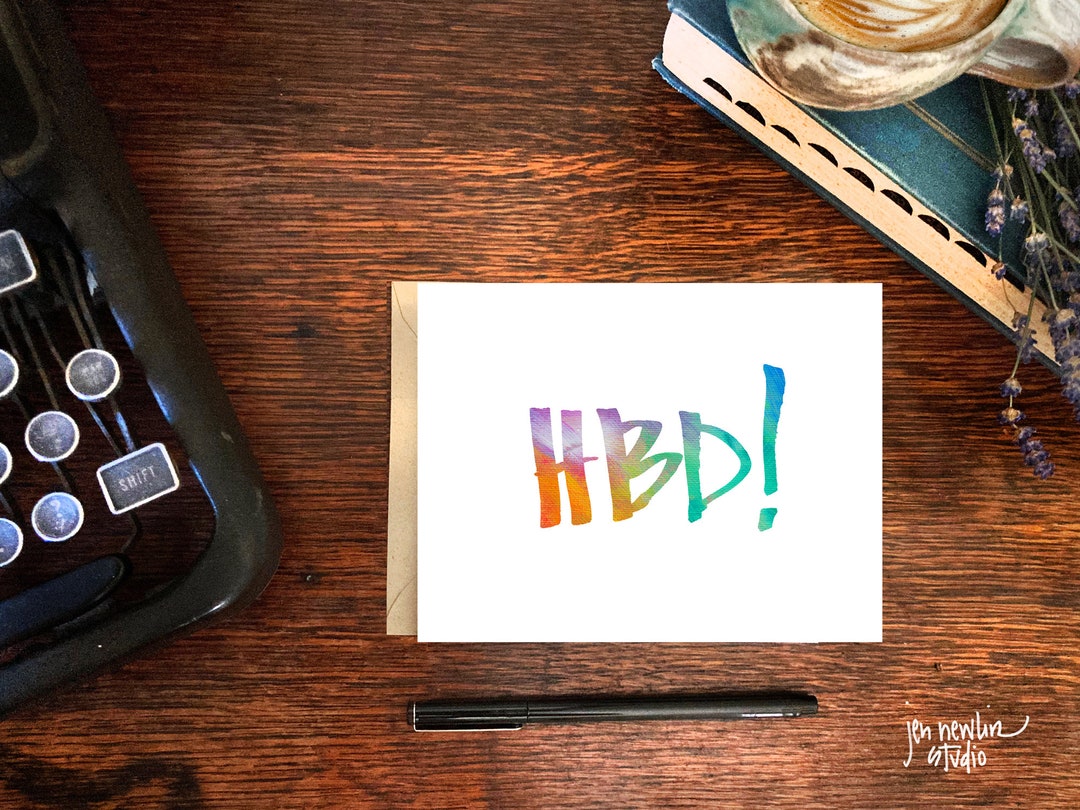 HBD! Birthday Greeting Card; Hand Lettering; Blank Card With Envelope ...