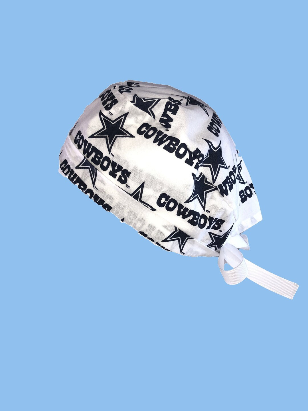 Dallas Cowboys White NFL Tie Back Scrub Cap, Nurse Hat, Surgical Cap ...