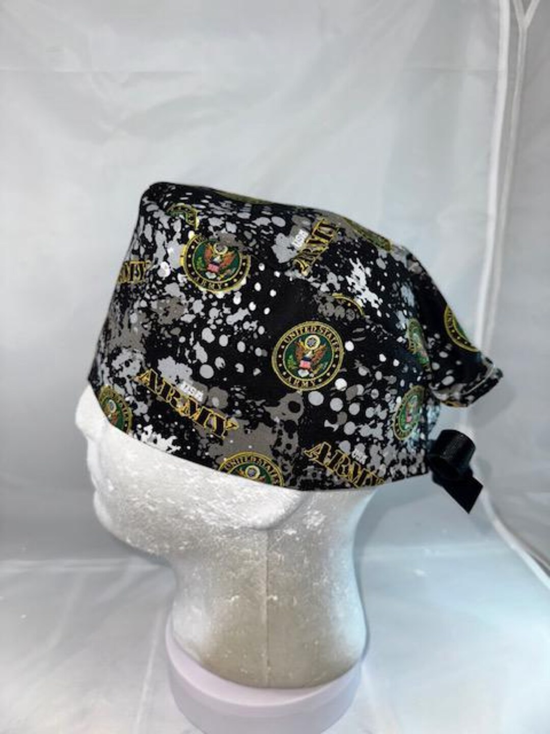 US Army Camo Tie Back Scrub Cap, Nurse Hat, Surgical Cap, OR Cap ...