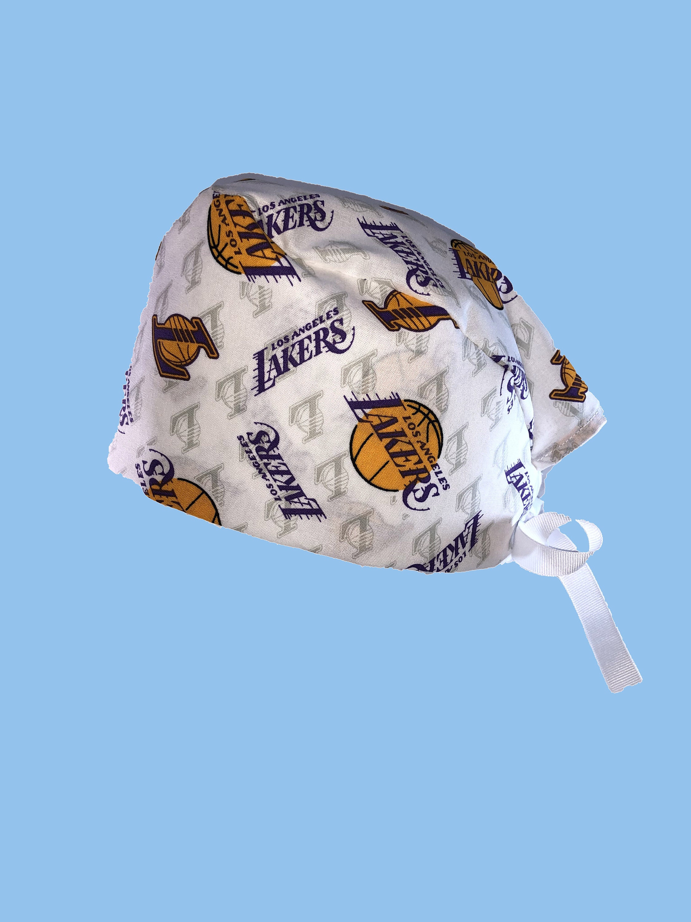 Los Angeles Lakers NBA Basketball White Tie Back Scrub Cap | Etsy