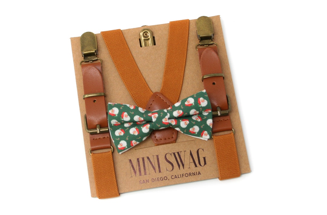 Vintage Santa Christmas Bow Tie & Leather Suspenders -- PERFECT for ...