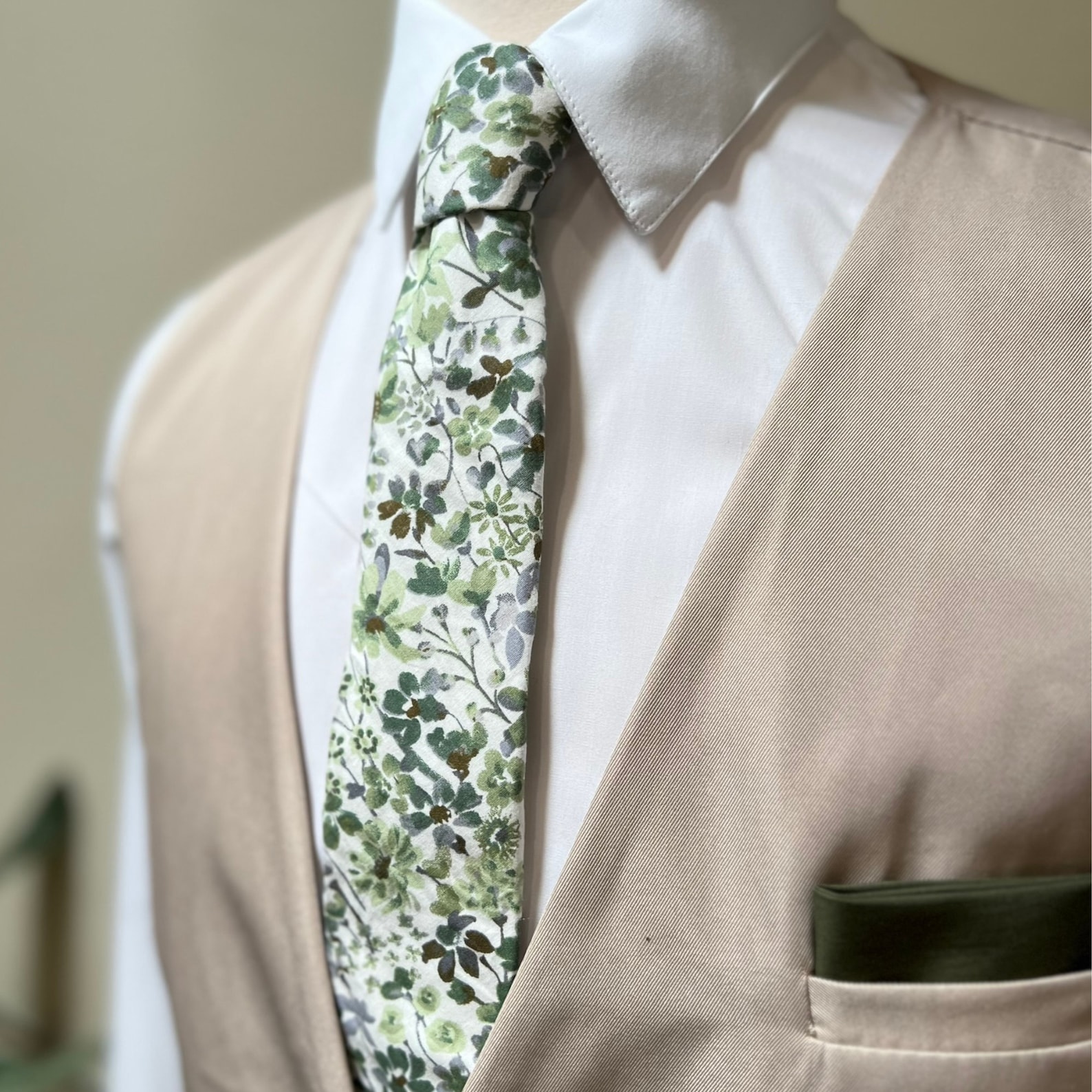 Olive Green Floral Necktie, Bow Tie, or Pocket Square --- PERFECT for ...