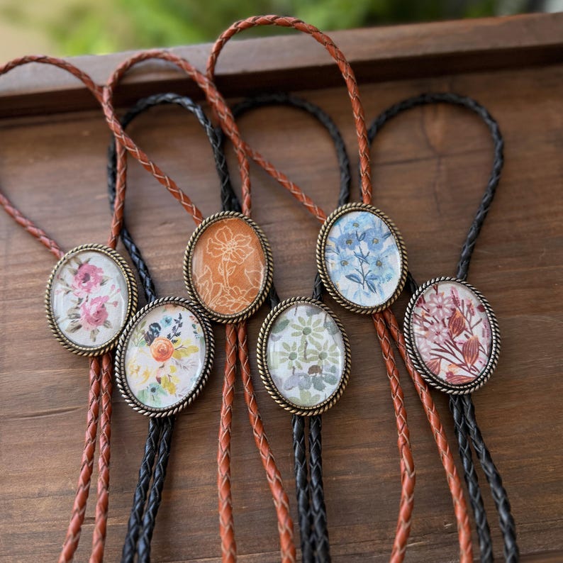 Floral Wedding Bolo Tie | 10 Options | Gift for Him |dusty Blue, Rose ...