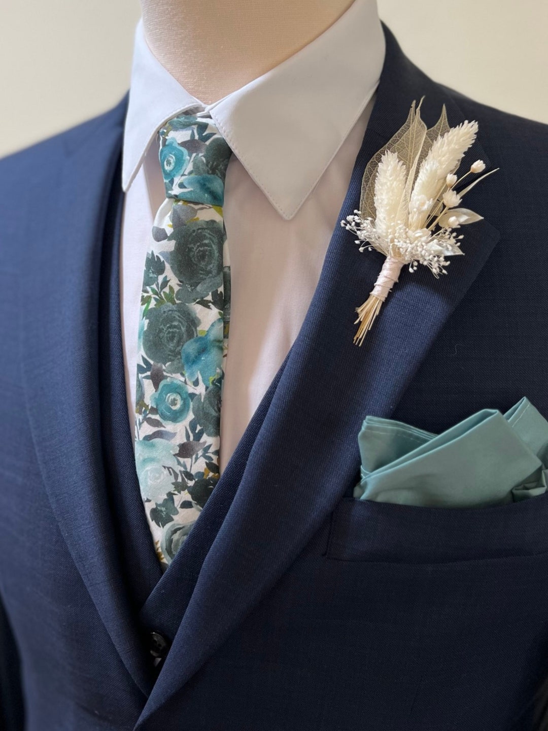 Sea Glass Floral Necktie, Bow Tie, Pocket Square --- PERFECT for ...