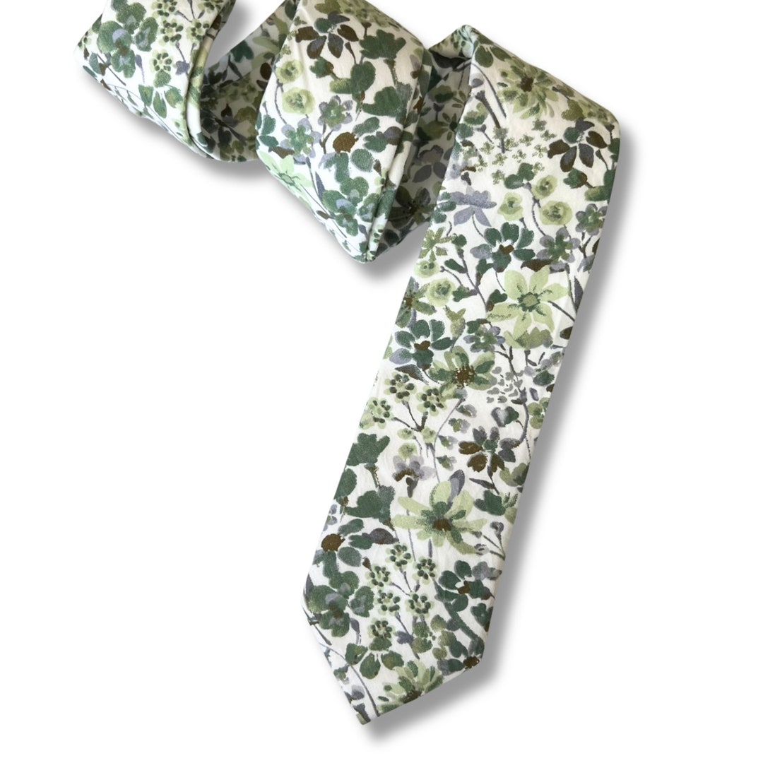 Olive Green Floral Necktie, Bow Tie, or Pocket Square --- PERFECT for ...
