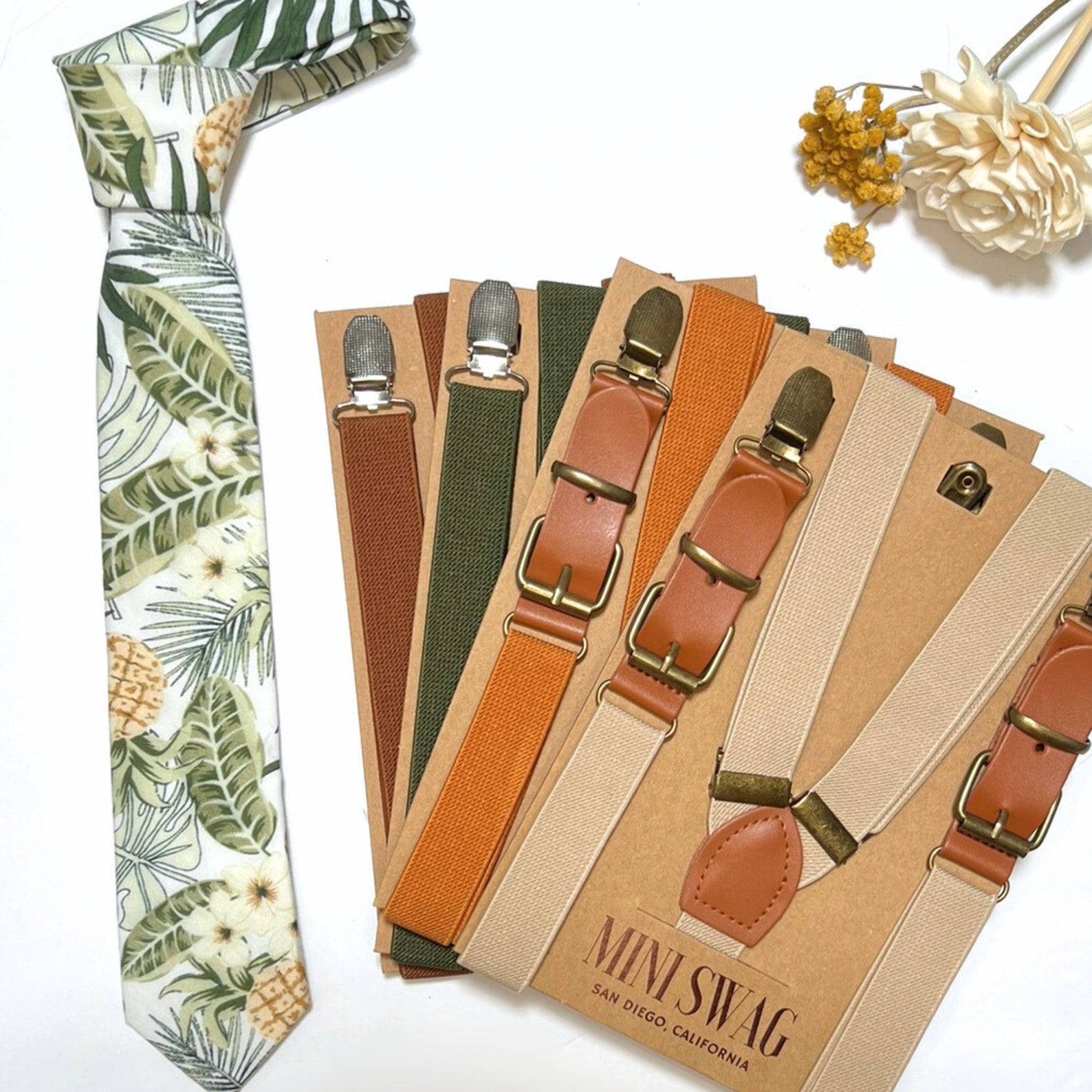 Tropical Olive Green Floral Necktie, Bow Tie, or Pocket Square - Etsy