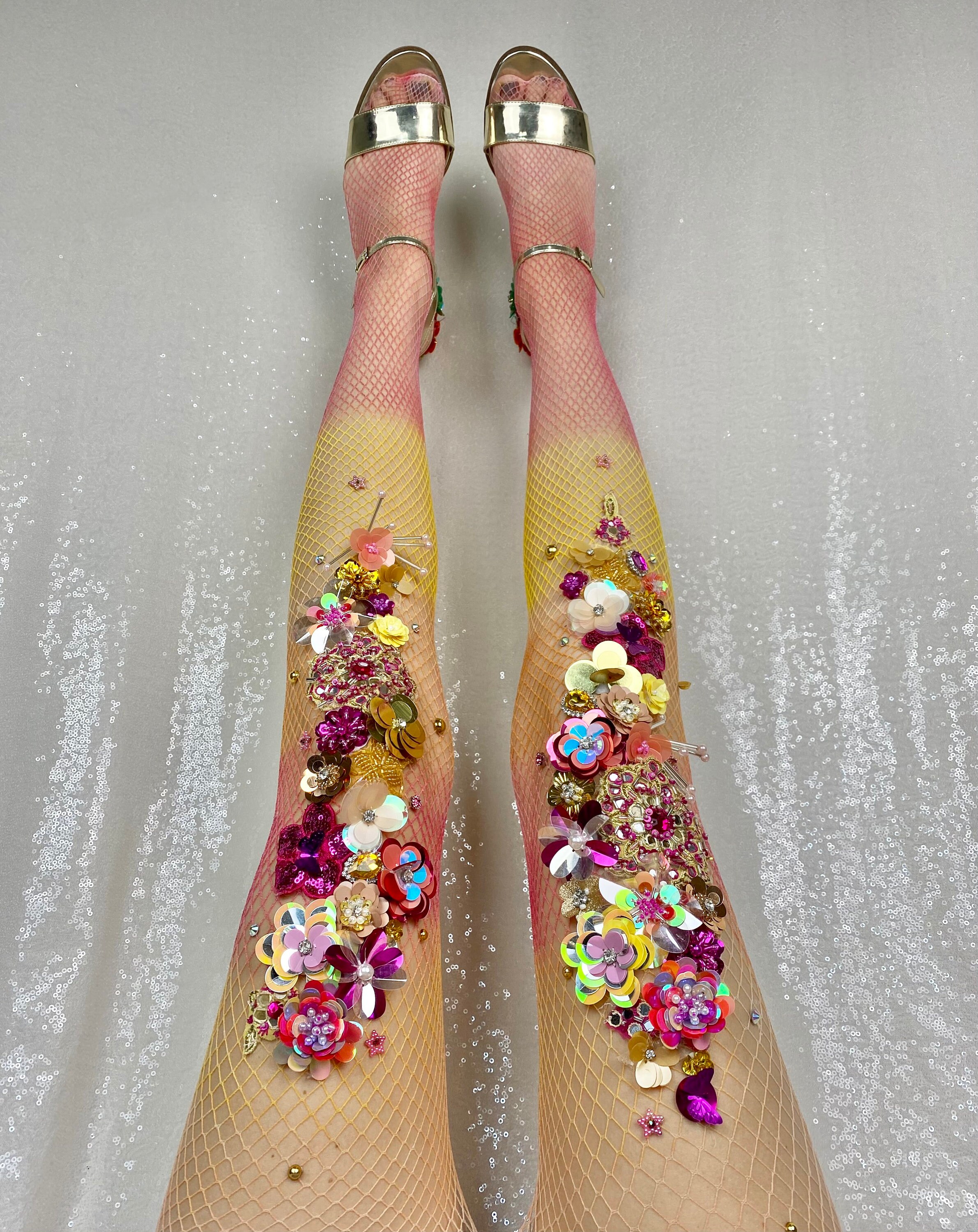 Passion Flower Hand Dyed Fishnets | Etsy