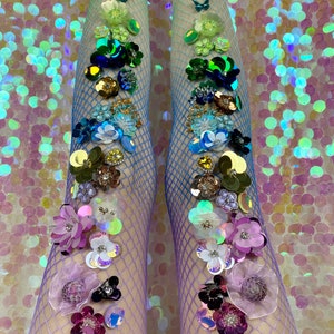 Sunset Ombré Sequin Flower Fishnets - Etsy