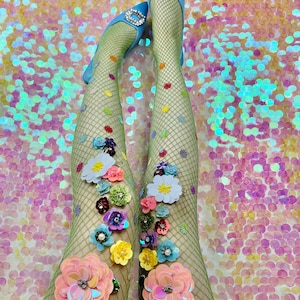 Flower Fields Sequin Fishnets - Etsy