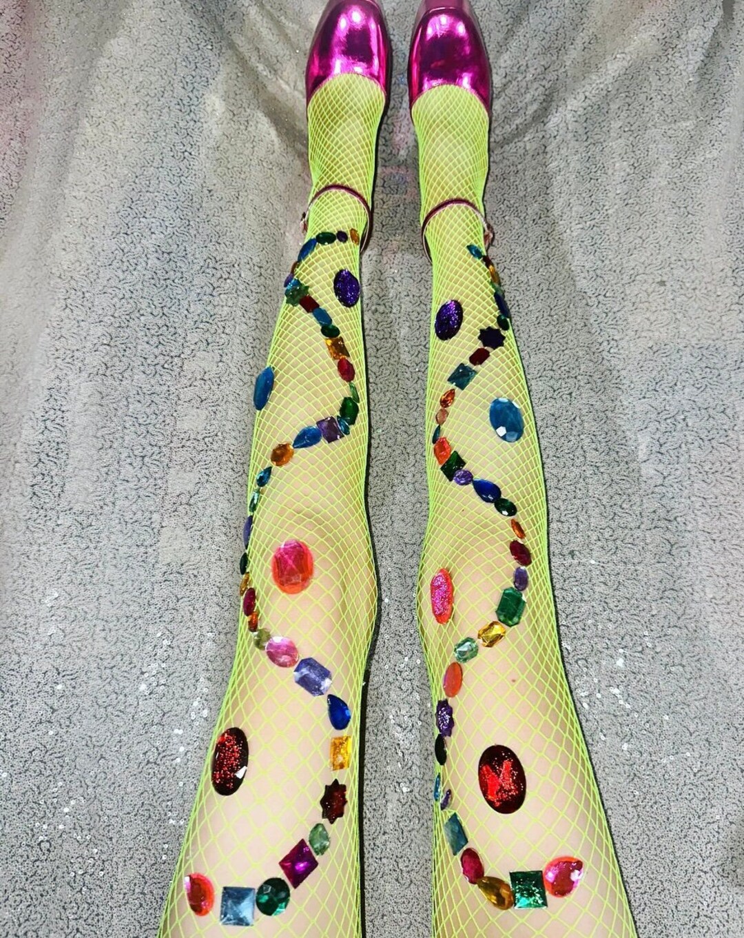 Rainbow Swirl Snake Green Fishnets - Etsy