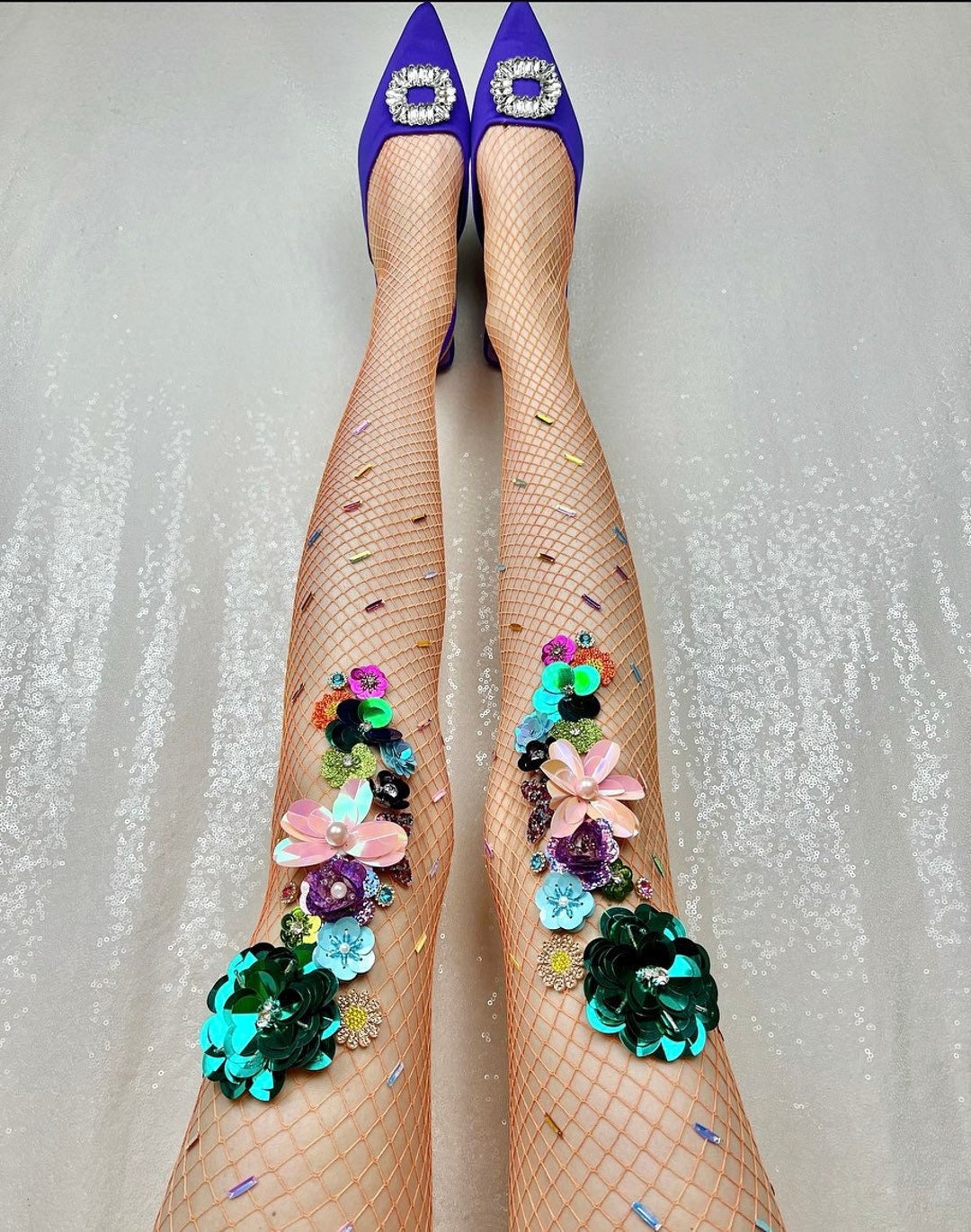 Orange Sherbet Sequin Fishnets - Etsy