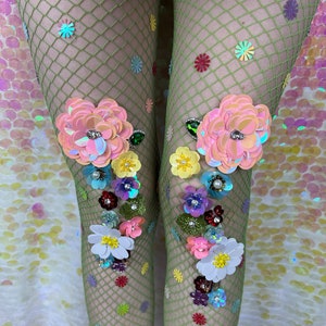 Flower Fields Sequin Fishnets - Etsy
