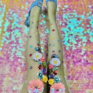 Flower Fields Sequin Fishnets - Etsy