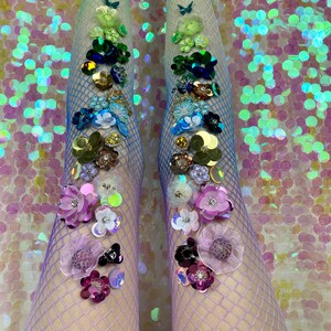 Sunset Ombré Sequin Flower Fishnets - Etsy
