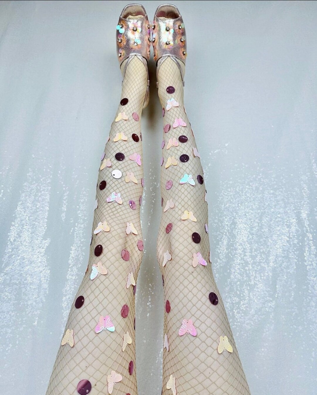 Pink Butterfly Clouds Sequin Fishnets - Etsy