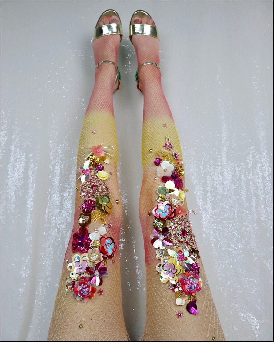 Passion Flower Hand Dyed Fishnets - Etsy