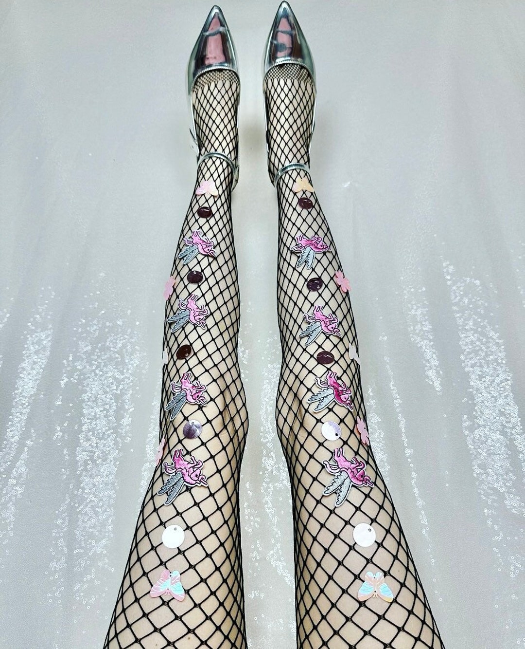 Pegasus Pink and Black Plus Size Extra Long Fishnets - Etsy
