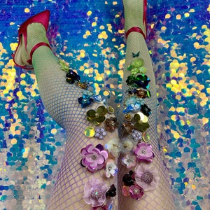 Sunset Ombré Sequin Flower Fishnets - Etsy