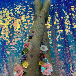 Flower Fields Sequin Fishnets - Etsy