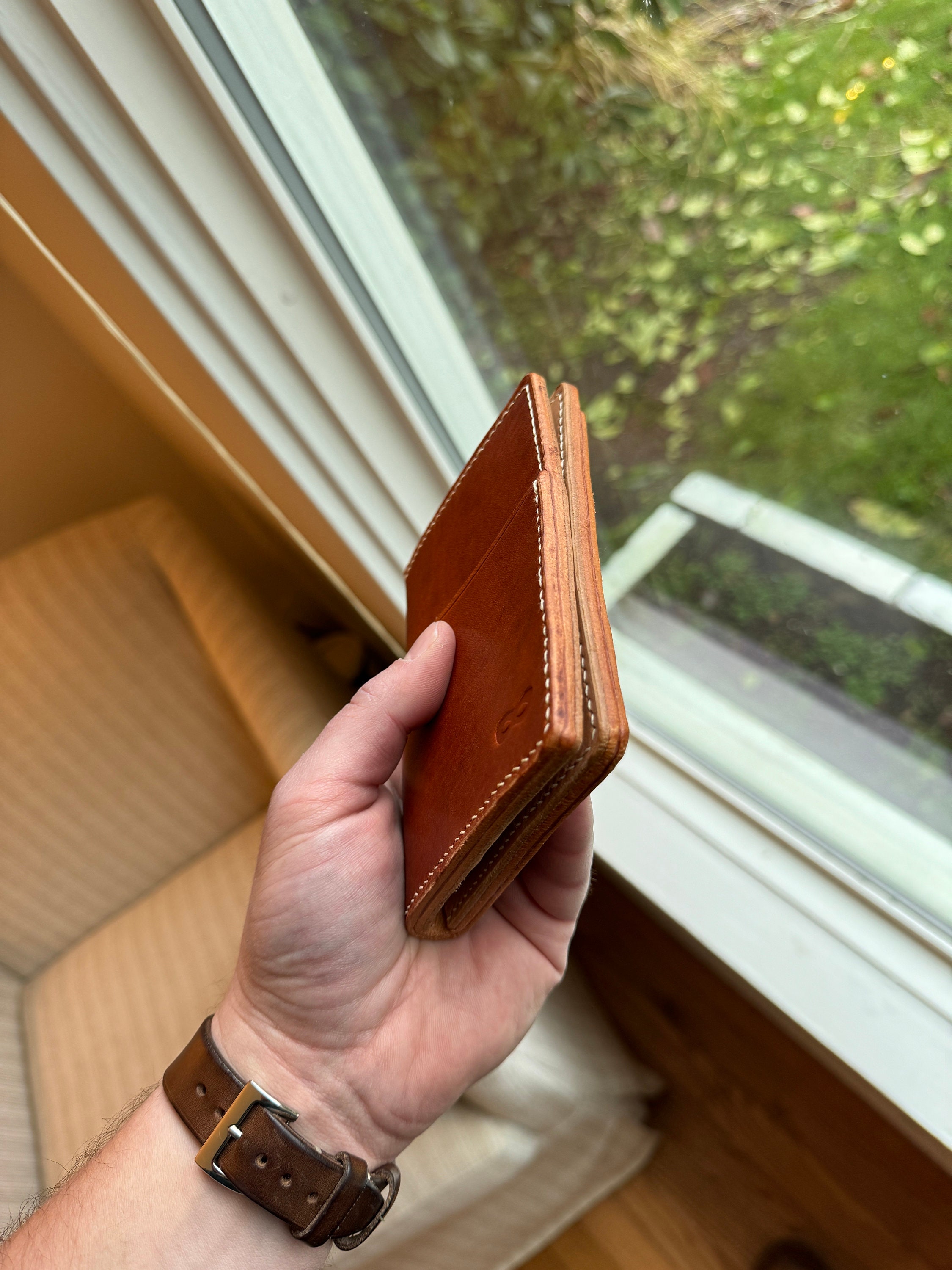Horween English Tan Dublin / Natural Essex 5 Pocket Thin Wallet - Etsy