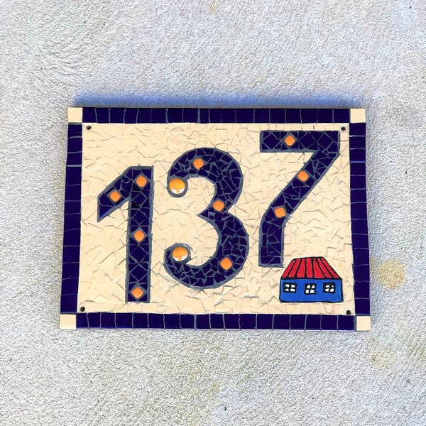 Mosaic House Number - Etsy