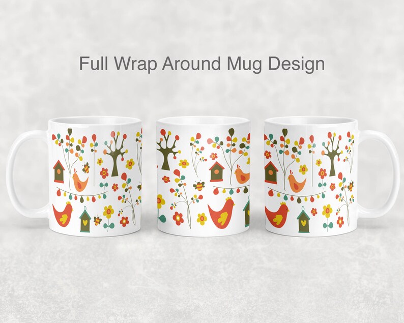 FOLK Art SPRING GARDEN Mugcoffee Muggift Mug11 Ozcute - Etsy