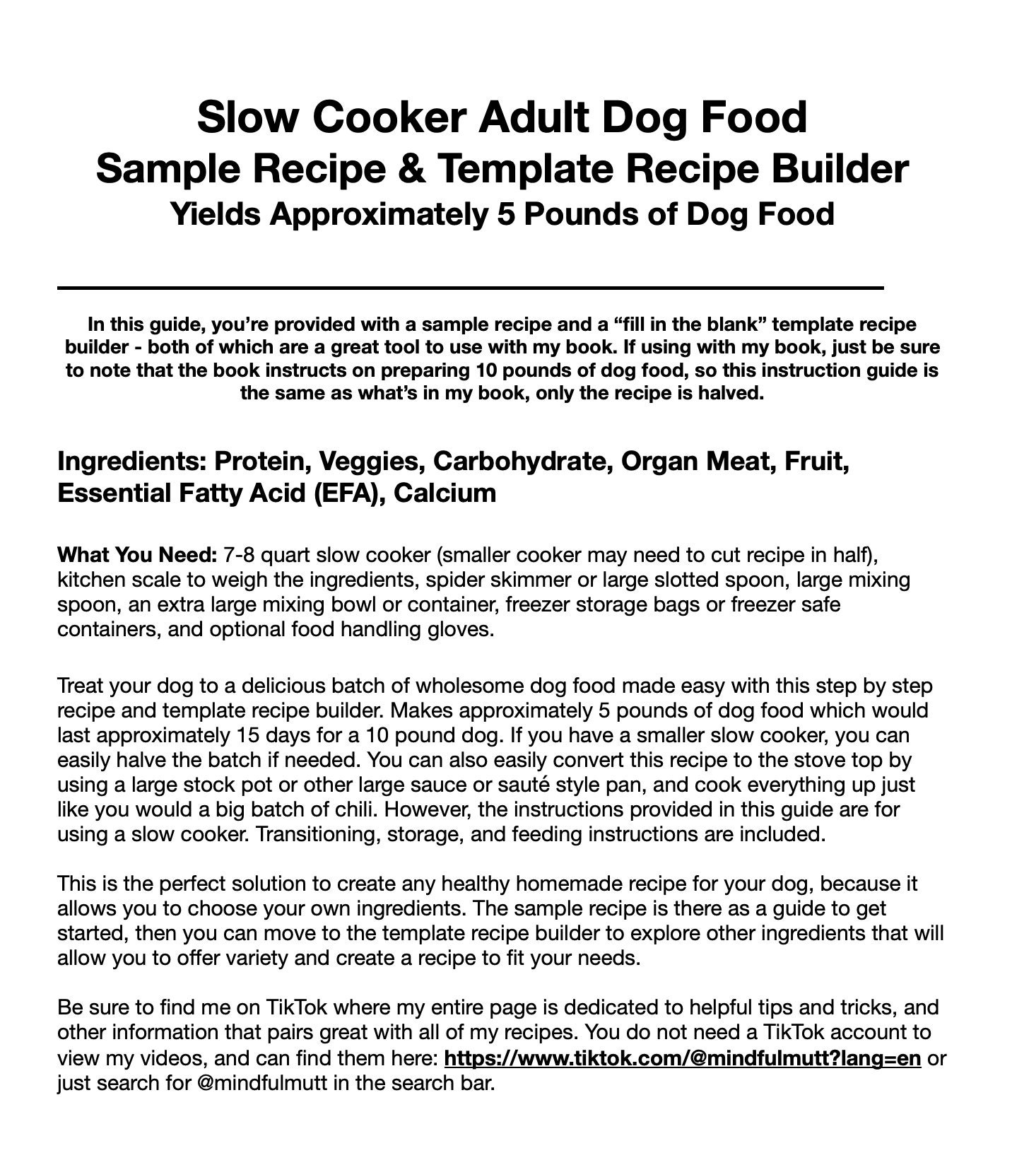 Recipe Builder Template Make Fresh Healthy Dog Food at Home Homemade ...