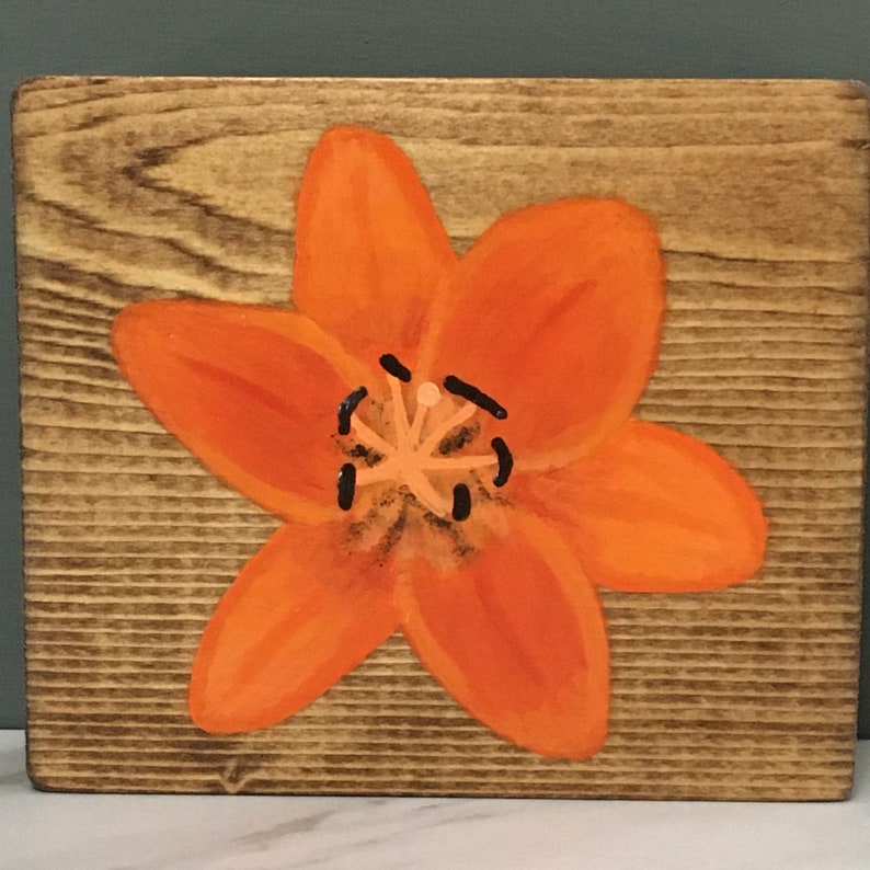 Hand Painted Flower Sign Lily Flower Decor Mini Wood Signs - Etsy