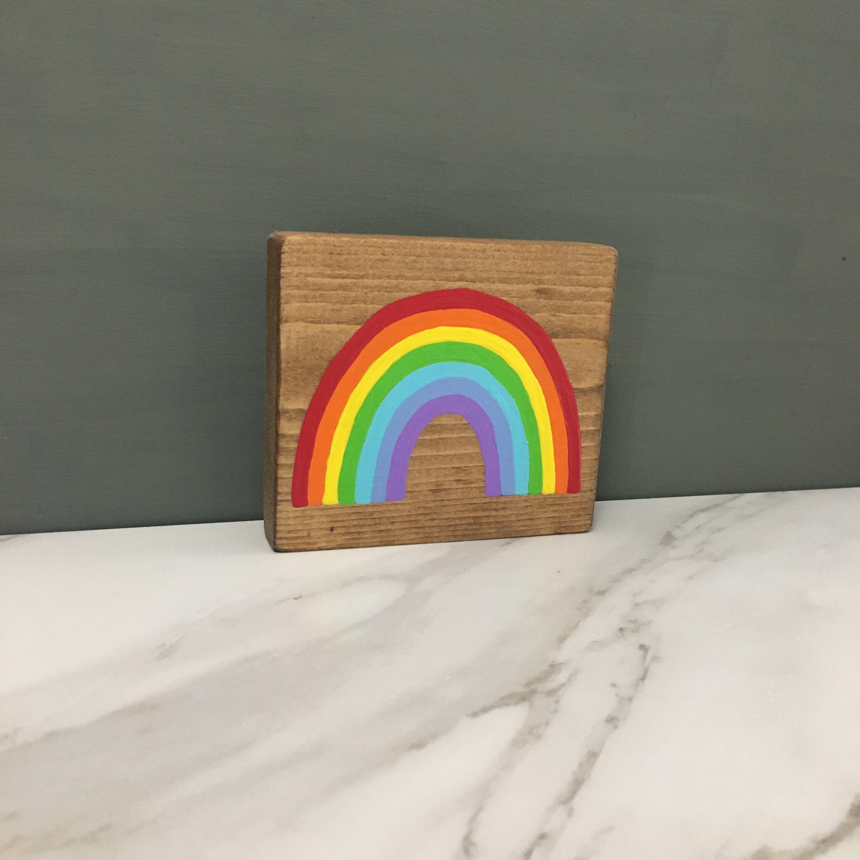 Mini Wooden Sign Rainbow Sign Rainbow Decor Wooden Block - Etsy