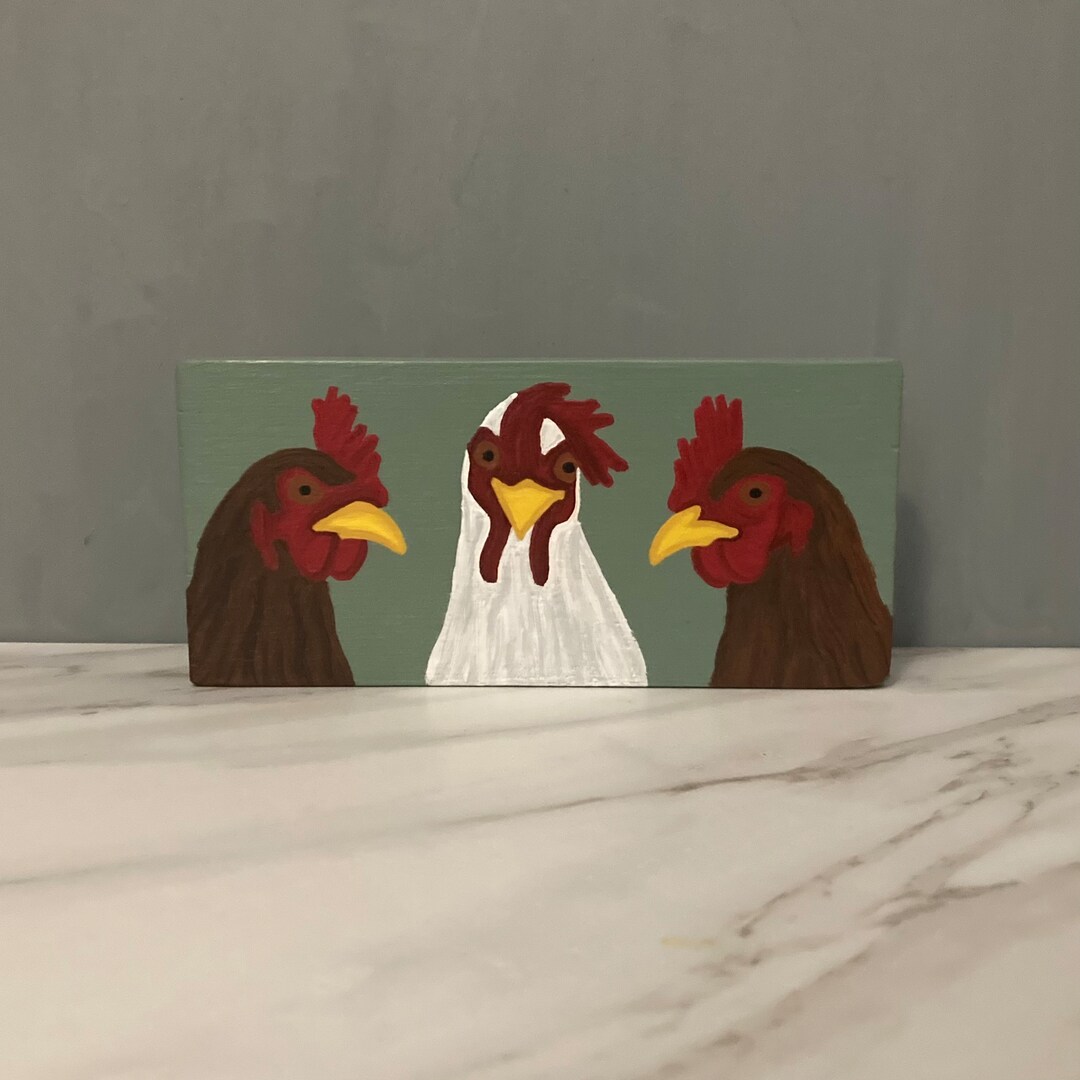 Chicken Wood Sign, Chicken Acrylic Painting, Farmhouse Chickens ...