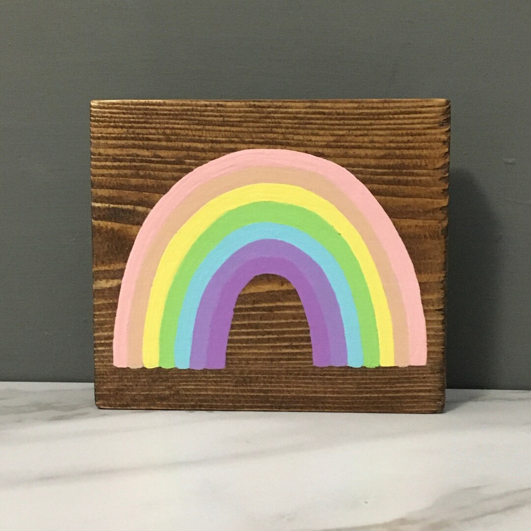 Mini Pastel Rainbow, Pastel Rainbow Decor, Mini Wooden Sign, Wooden ...