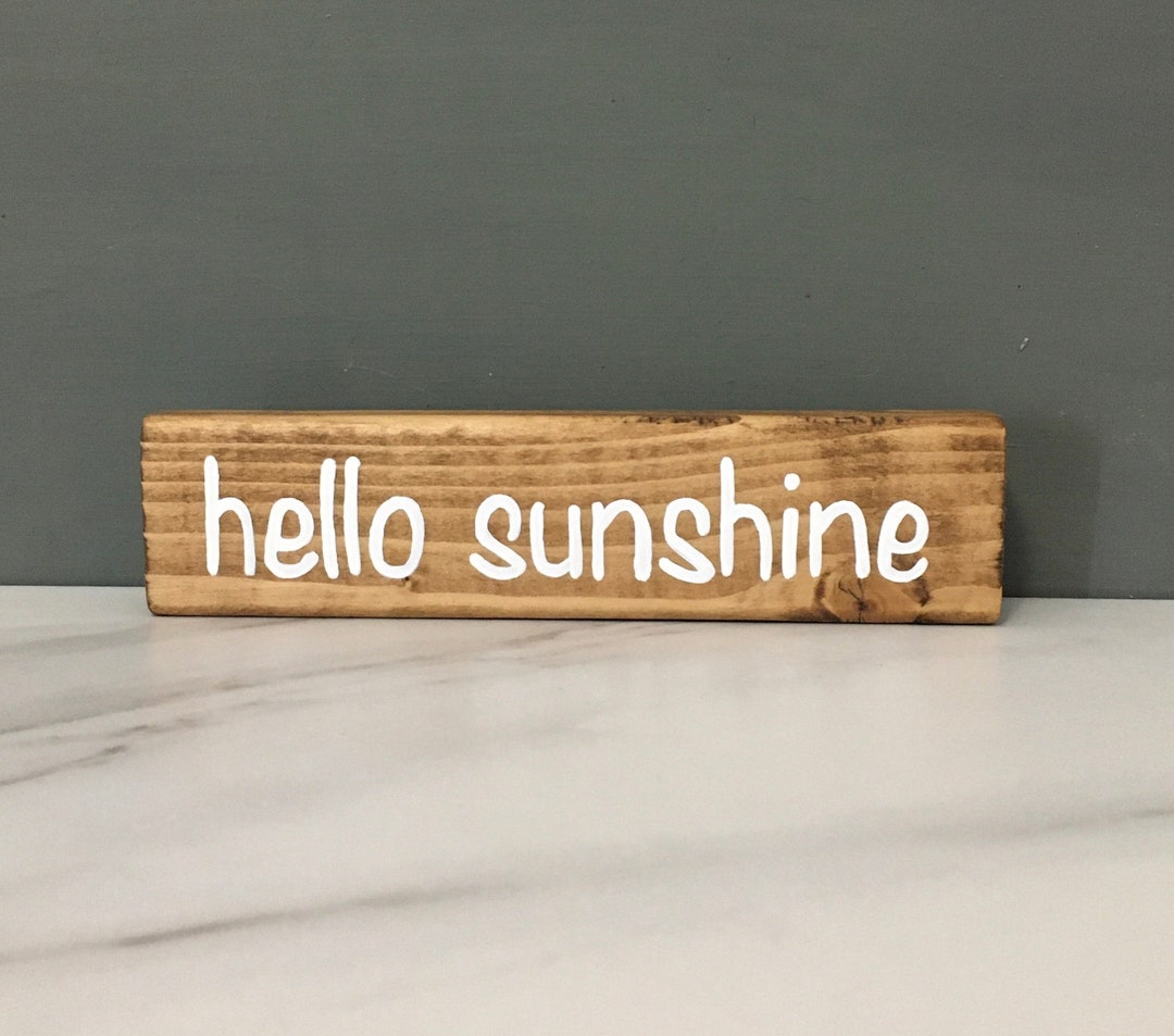 Hello Sunshine Wood Sign Mini Wood Signs Wooden Shelf Decor - Etsy