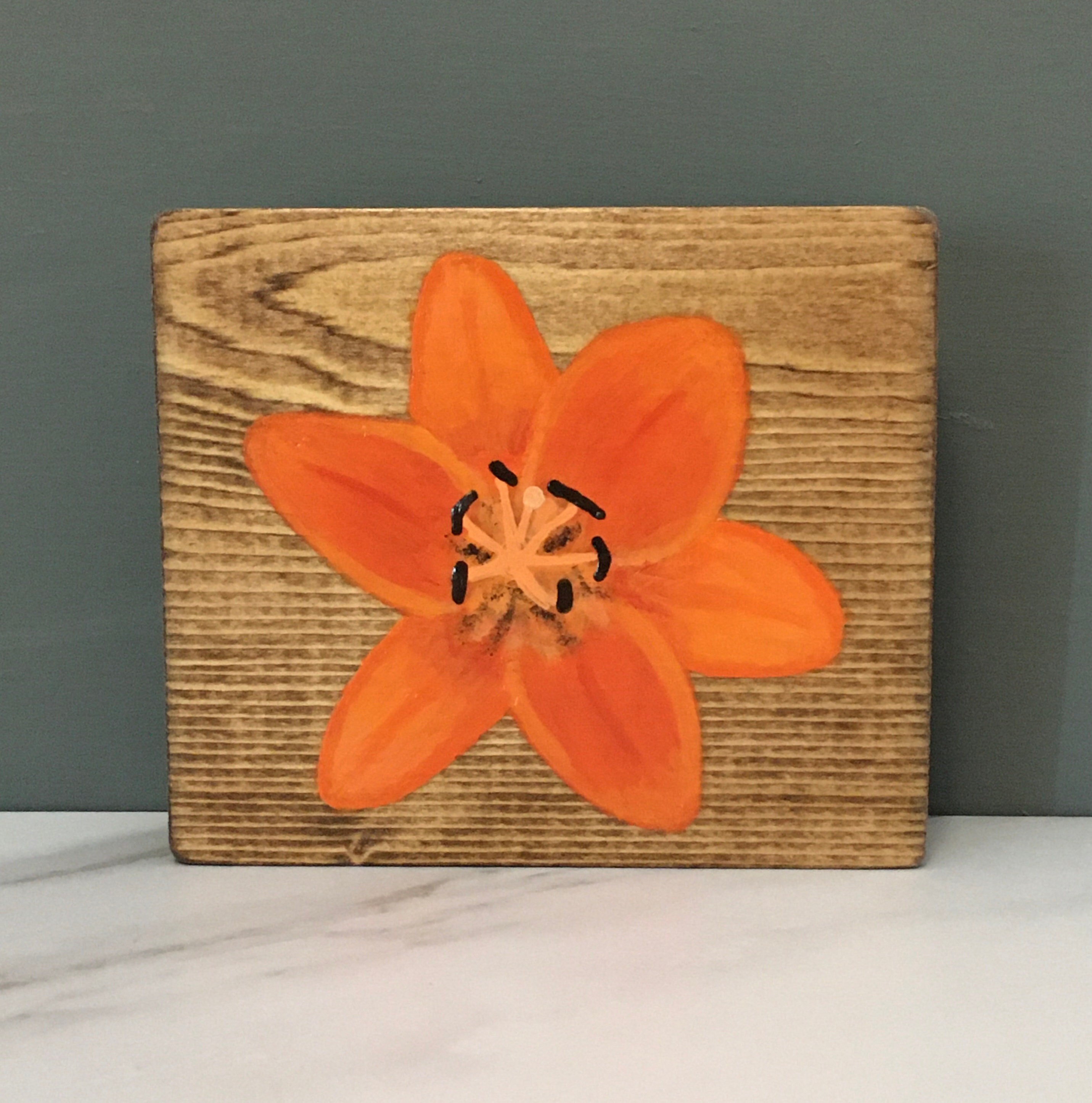 Hand Painted Flower Sign, Lily Flower Decor, Mini Wood Signs, Wood ...