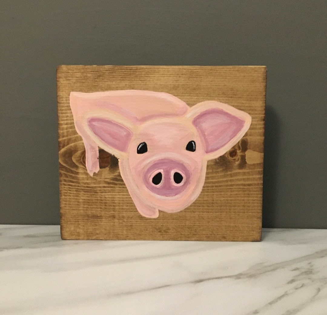 Hand Painted Pig Sign Wood Pig Decor Rustic Wood Signs Farm - Etsy