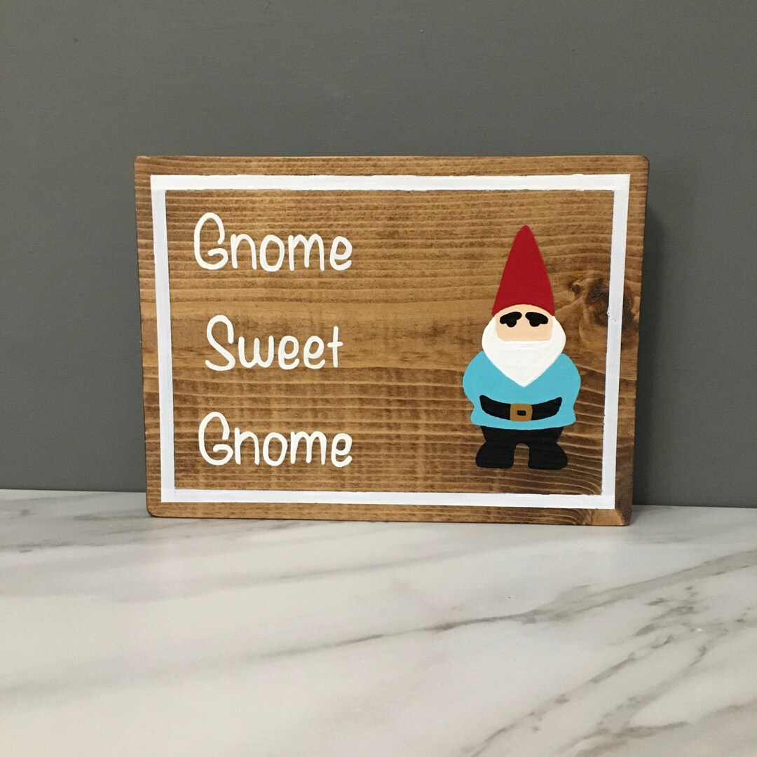 Gnome Sweet Gnome, Home Sweet Home, Gnome Wall Art, Gnome Shelf Decor ...