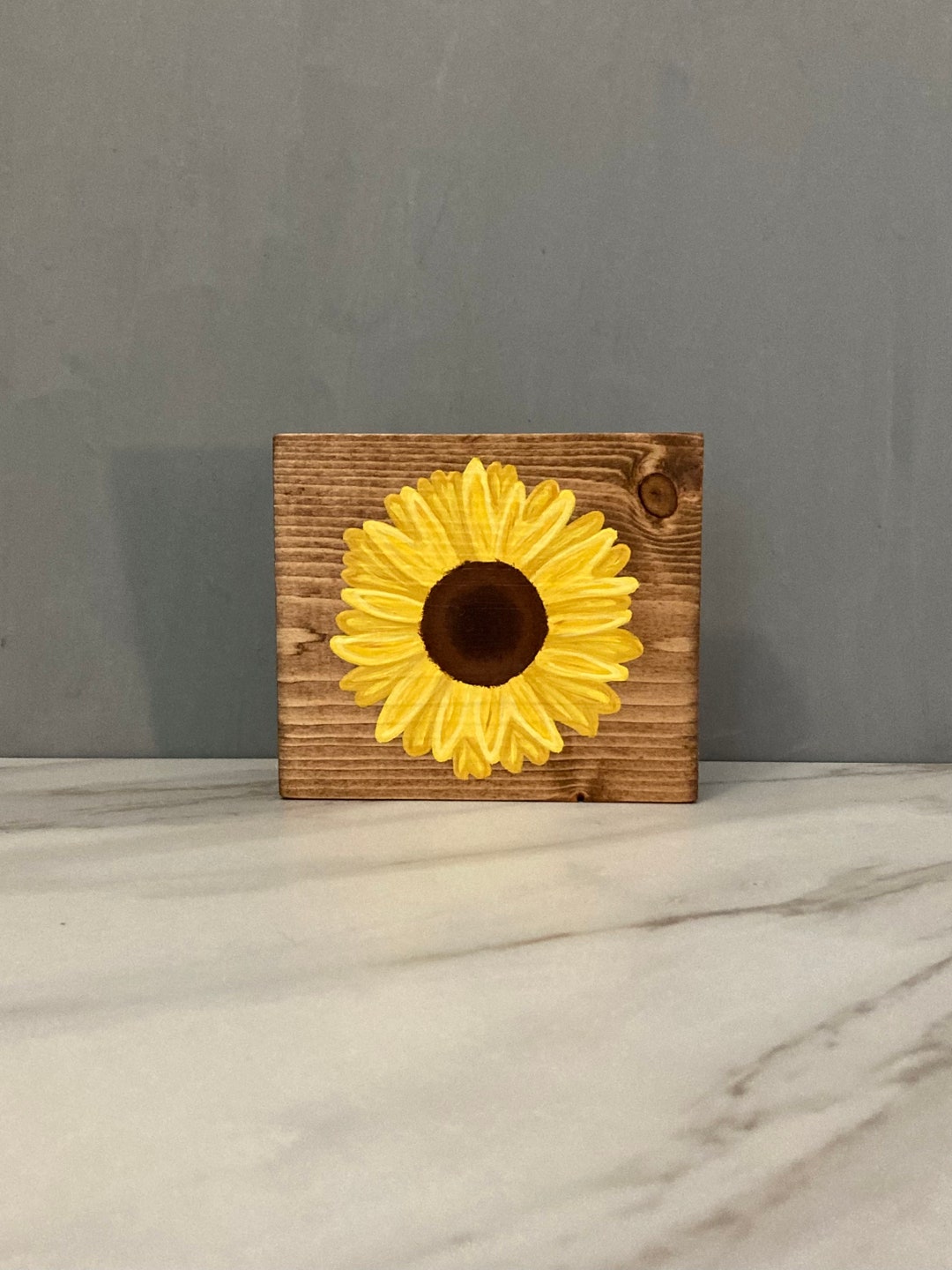 Mini Sunflower Sign, Mini Block Sign, Sunflower Wood Decor, Wooden ...