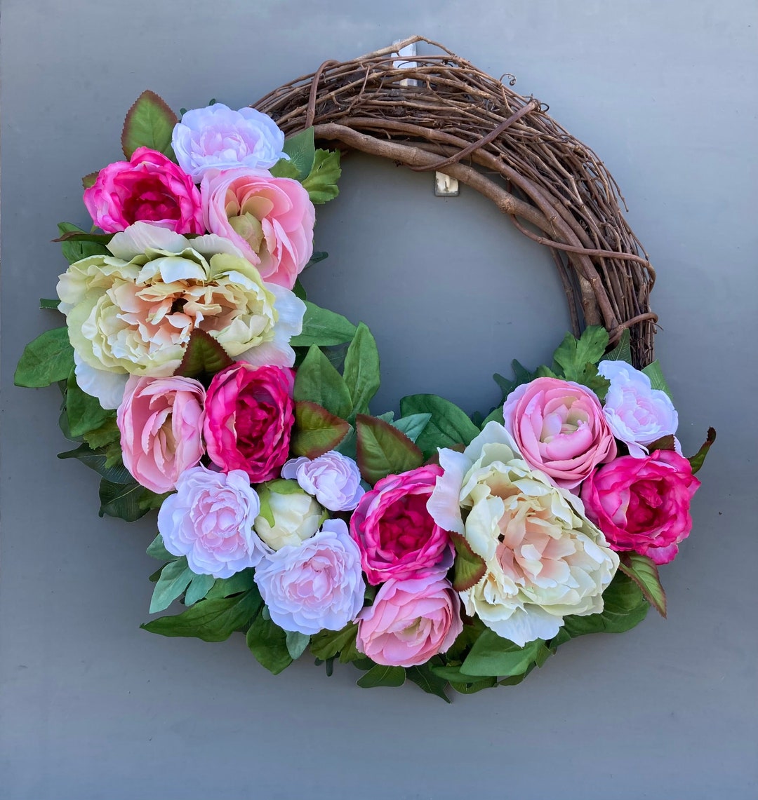 Spring Peony Wreath Ranunculus Wreath Wreath for Spring - Etsy