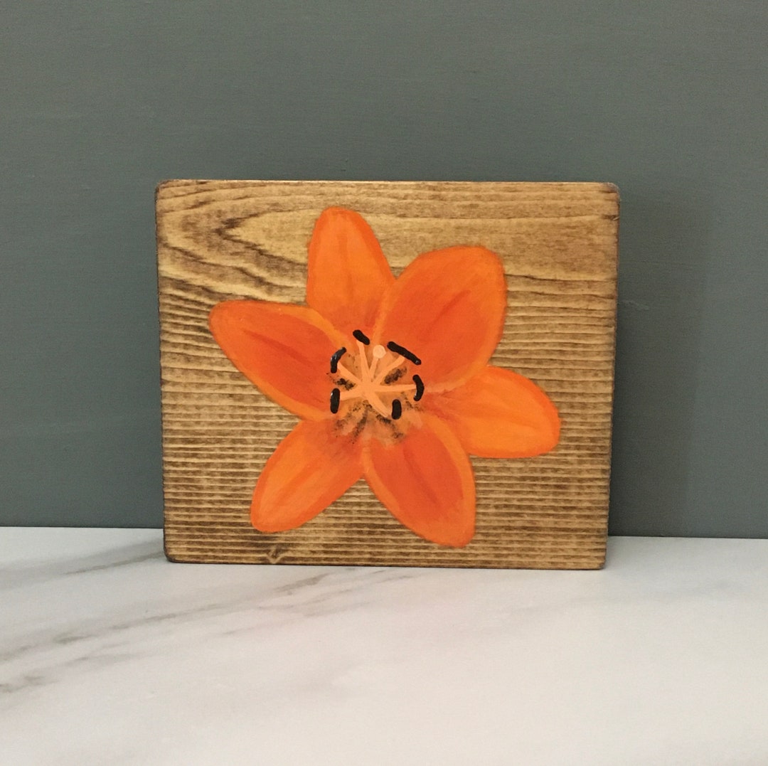 Hand Painted Flower Sign, Lily Flower Decor, Mini Wood Signs, Wood ...
