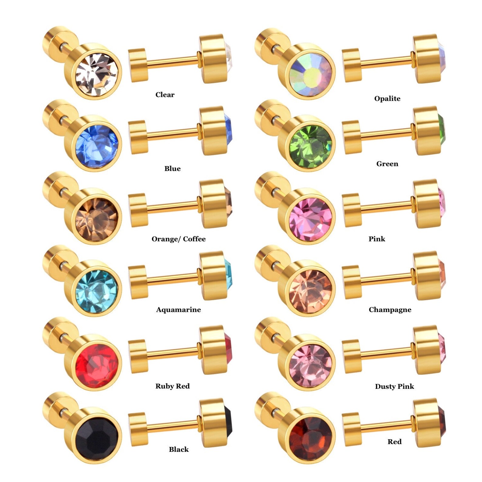 Mini Titanium 3mm Screw Back Studs In Multiple Colours | Etsy