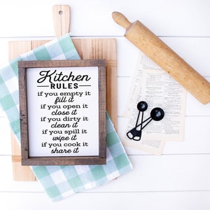 Kitchen Rules Sign - Kitchen Sign - Gallery Wall Decor - Rustic Home ...