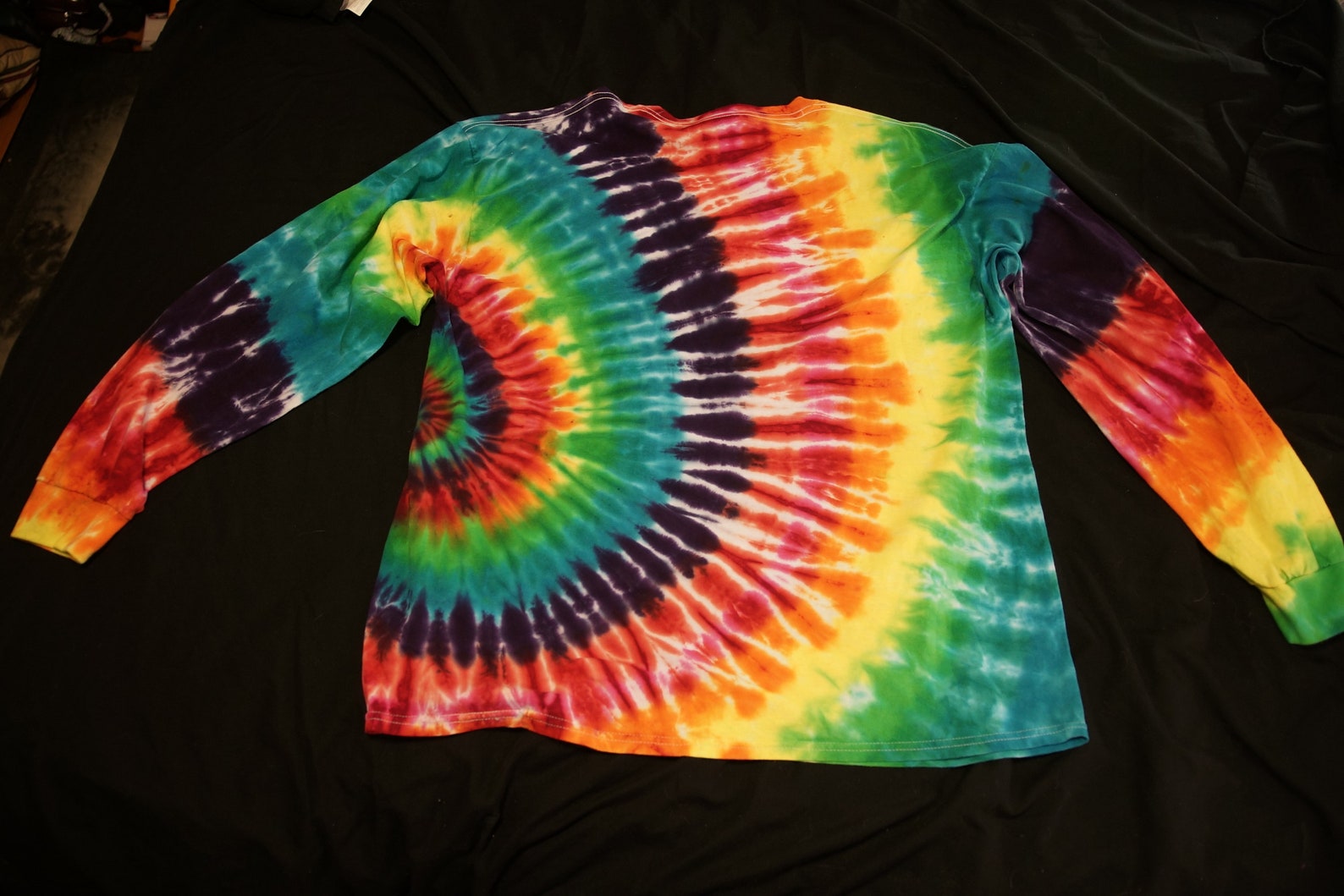 Adult 2xl Long Sleeve Tie Dyed Shirt With Spiral And Rainbow Etsy