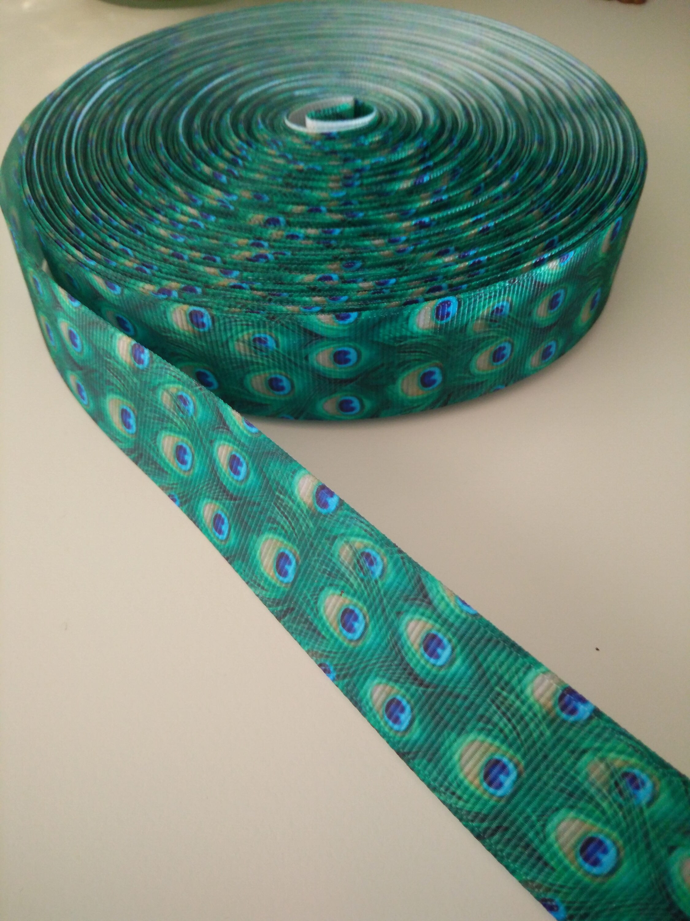 Peacock ribbon feather ribbon grosgrain ribbon bird | Etsy