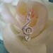 Music Note Pendant Necklace, Treble Clef With Sparkly Rhinestones and ...