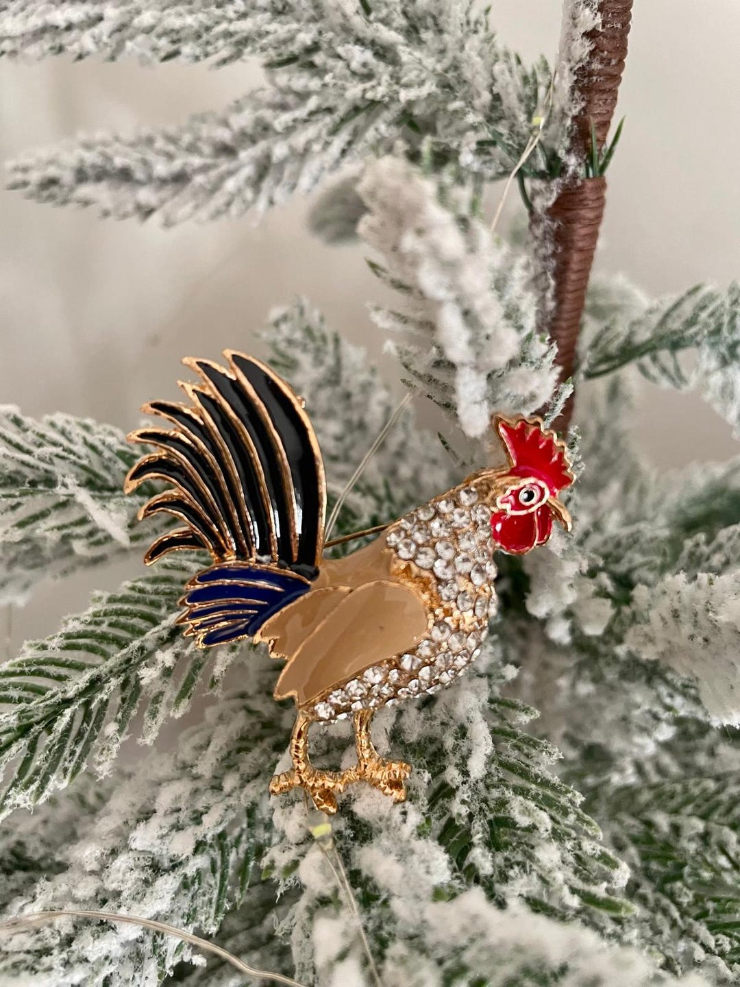 Rhinestone Rooster Brooch: Vintage Inspired Chicken Jewelry - Etsy