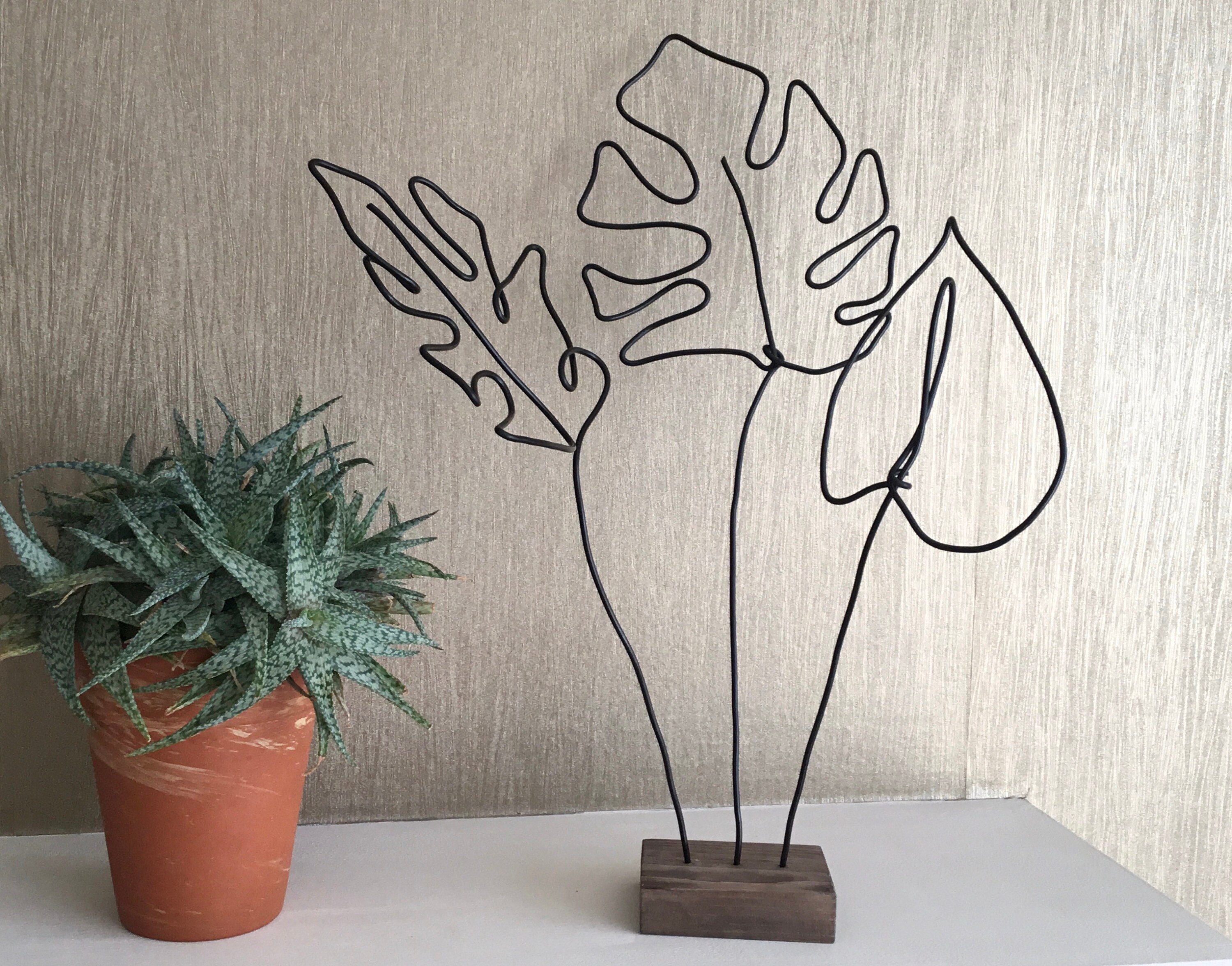 Wire Word Free Standing Monstera Decor Monstera Art Plant Ornament ...