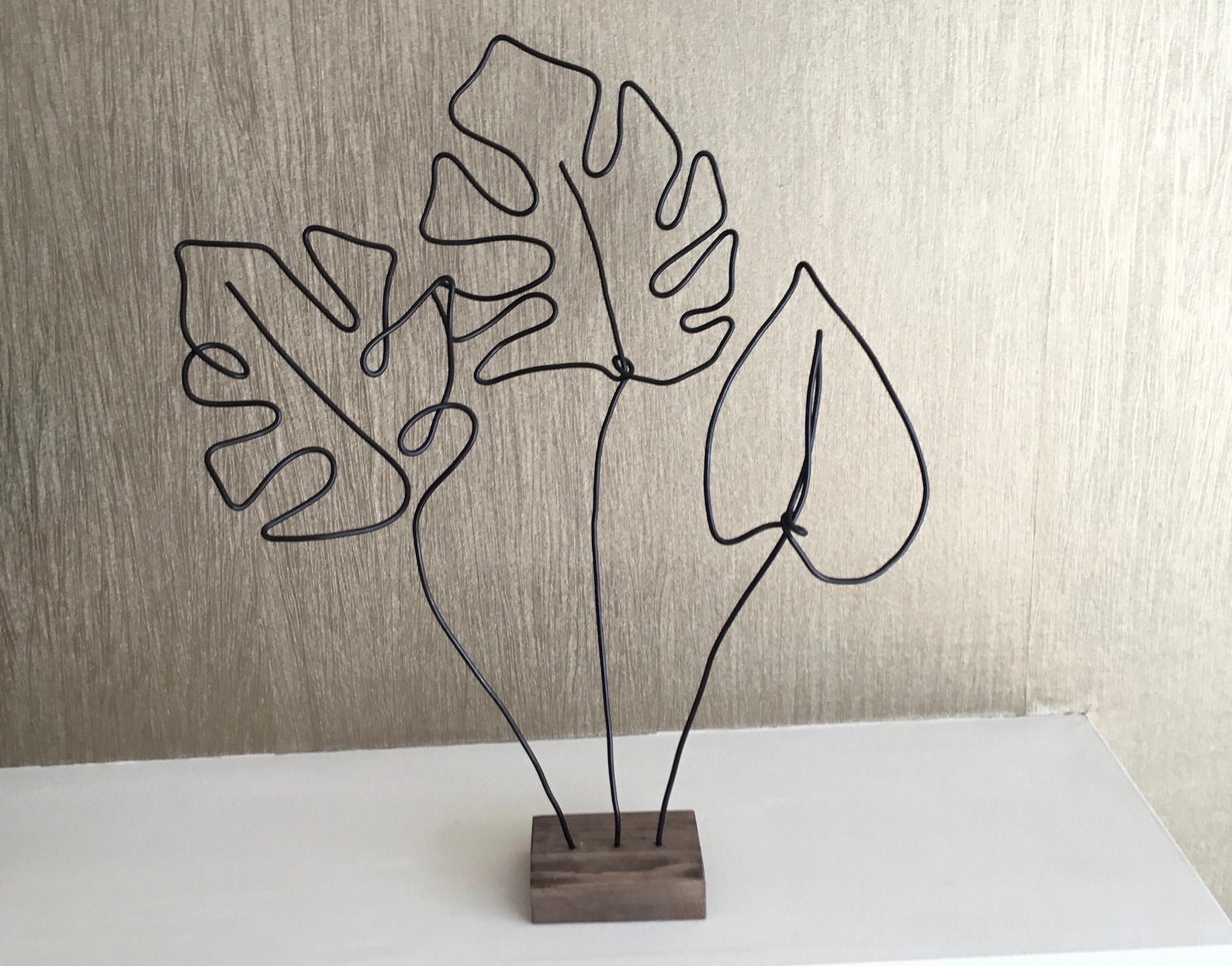 Wire Word Free Standing Monstera Decor Monstera Art Plant Ornament ...
